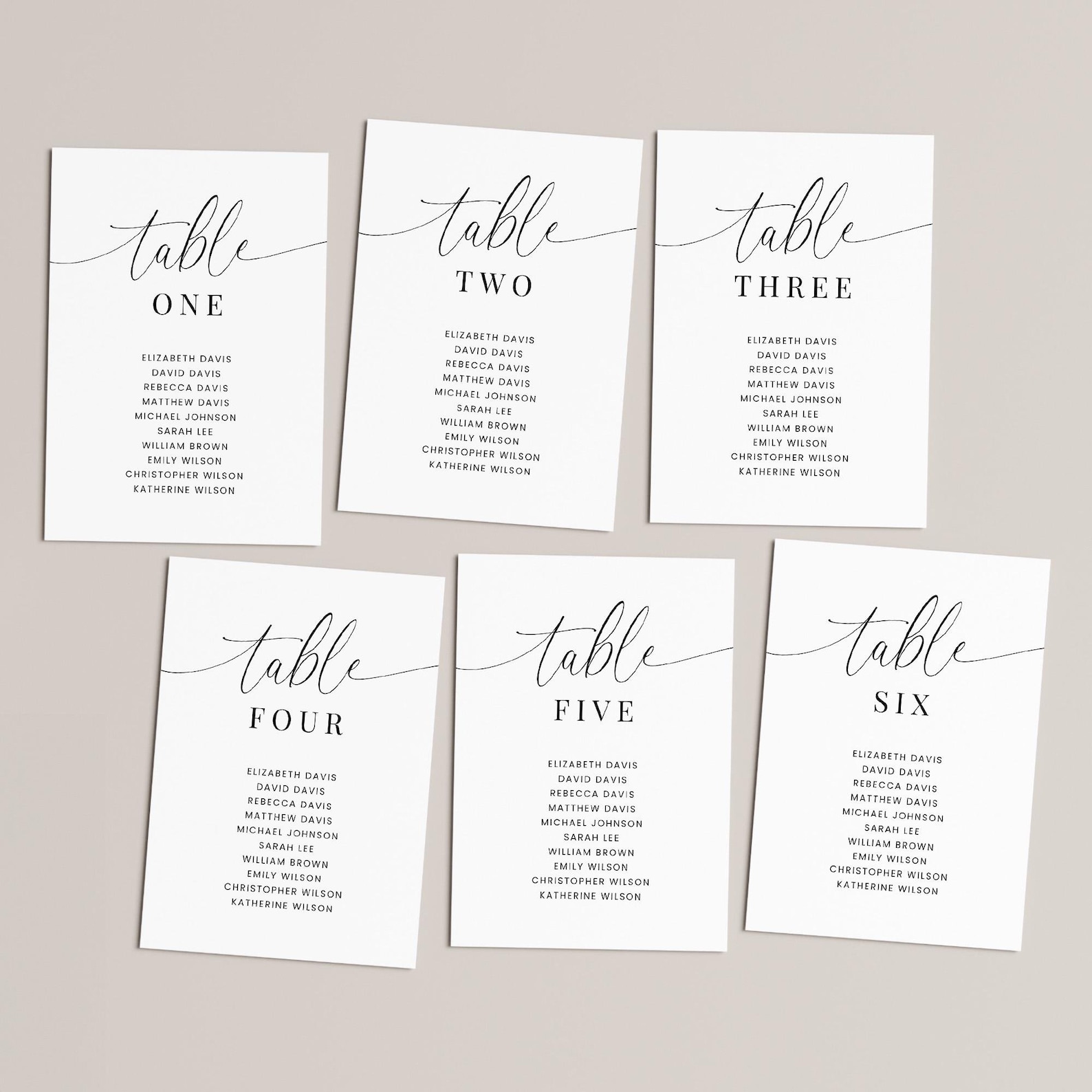 Table Number Seating Chart Cards Template for Wedding Reception or ...