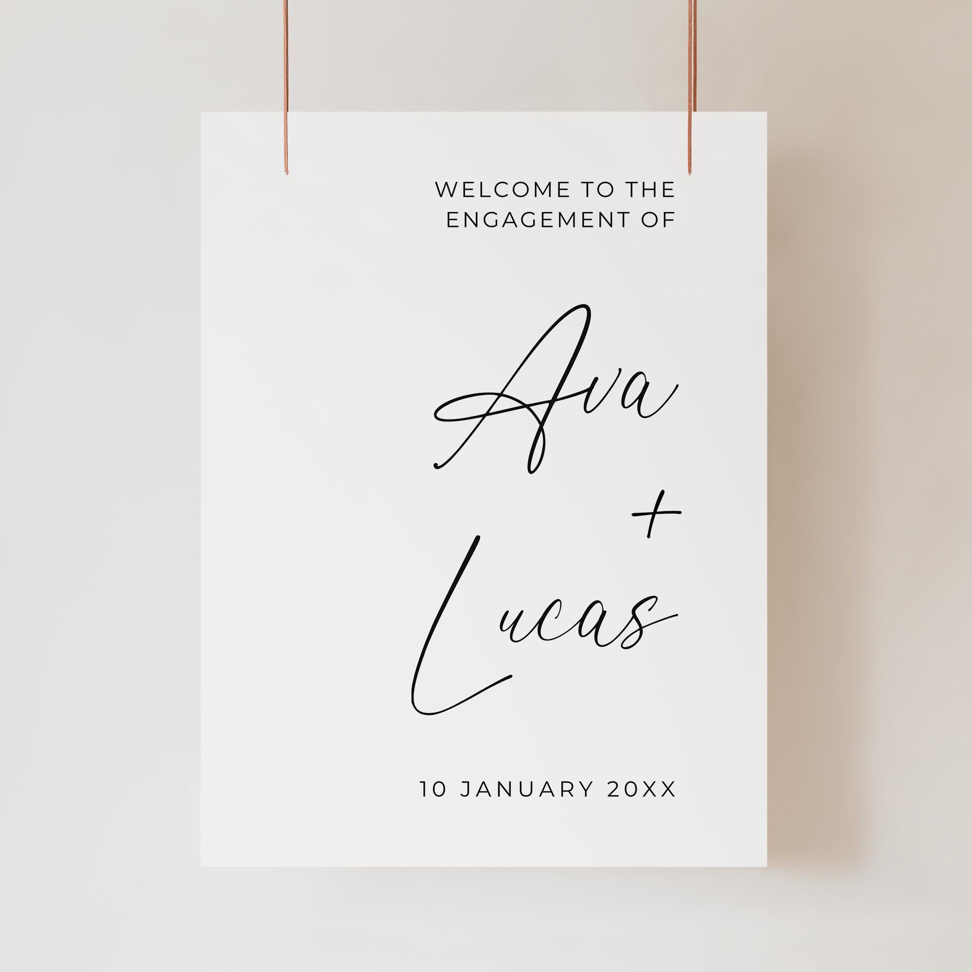 Minimal Engagement Party Welcome Sign Template, Modern Welcome to Our ...
