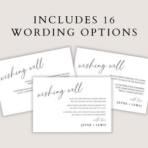 Wishing Well Card, Printable Wedding Invitation Extras Insert, Editable ...