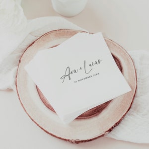 Elegant Wedding Cocktail Napkin Template, Personalized Printable ...