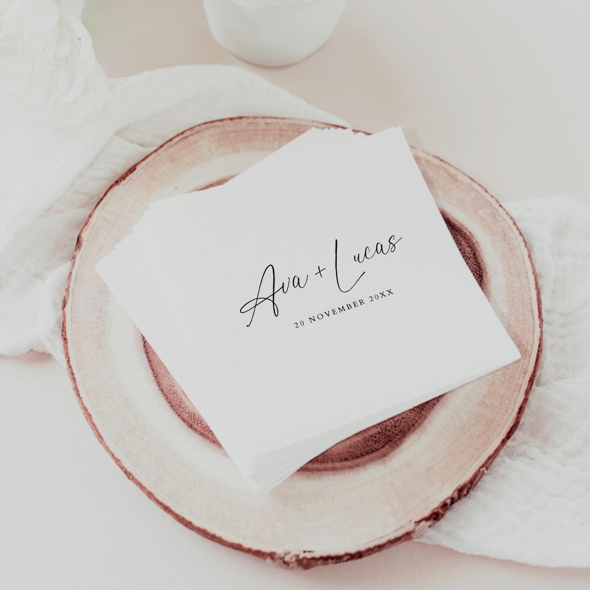 Elegant Wedding Cocktail Napkin Template, Personalized Printable ...