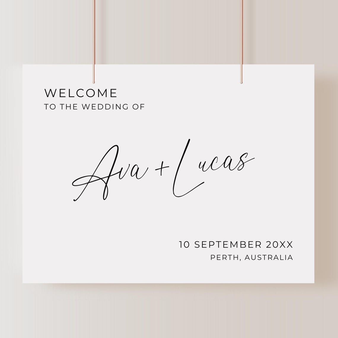 Horizontal Wedding Welcome Sign Template, Modern Minimalist Welcome to ...