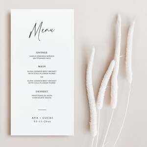 Modern Menu Card Template, Simple Minimalist Three Course Dinner Menu ...