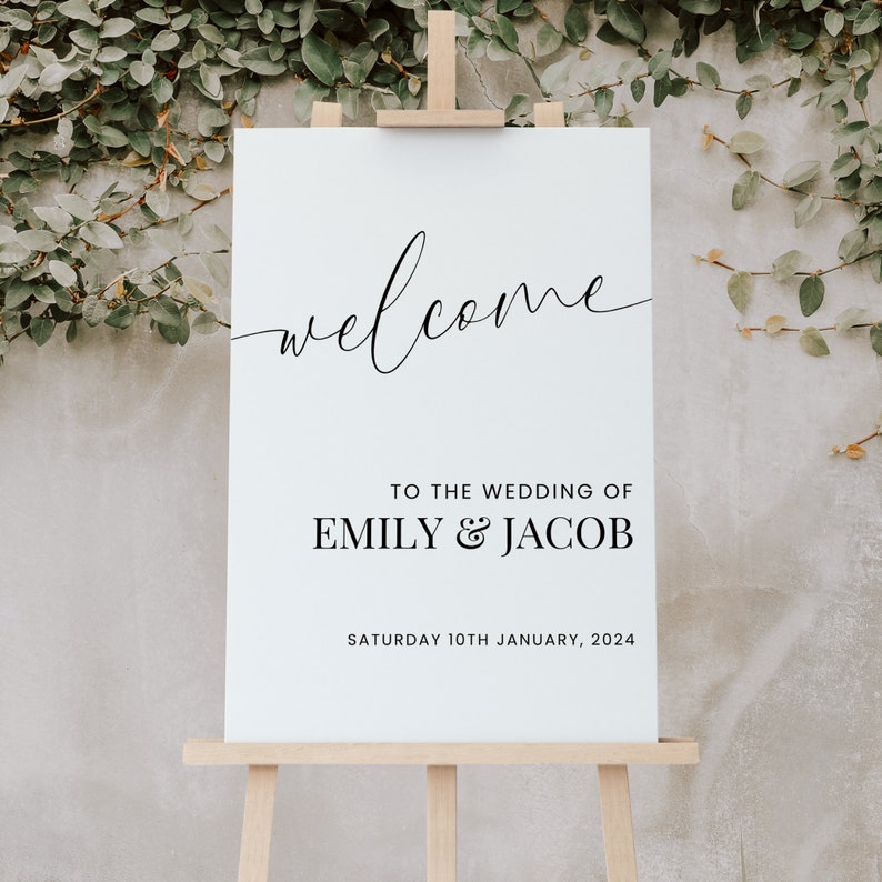 Welcome to Our Wedding Sign Portrait Printable Sign Template - Etsy