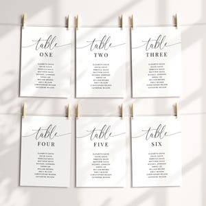 Seating Chart Table Number Card, Elegant Seating Table Number Cards ...