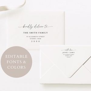 Kindly Deliver to Wedding Envelope Address Printing, Minimal Printable ...