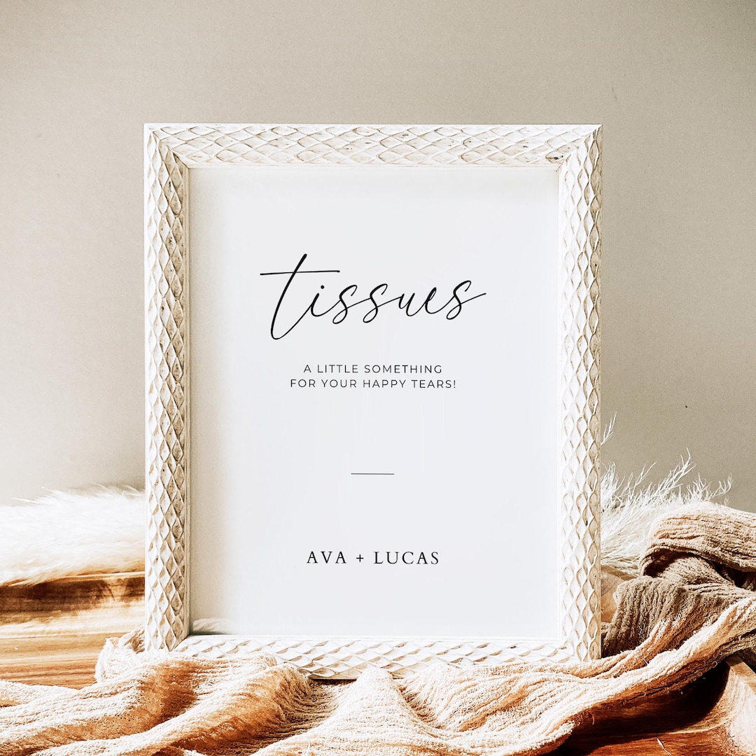 Happy Tears Tissues Sign Template for Wedding Ceremony, Minimal ...