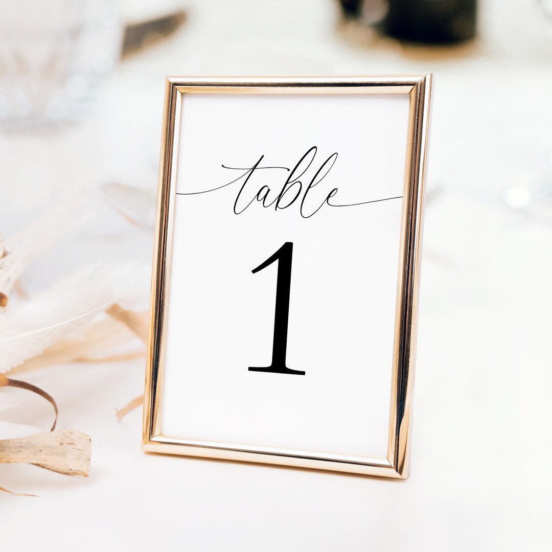 Elegant Table Number Card Template, Simple Printable Table Numbers ...