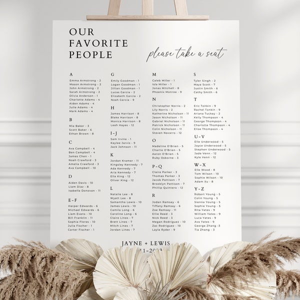 Our Favorite People Seating Chart - Etsy