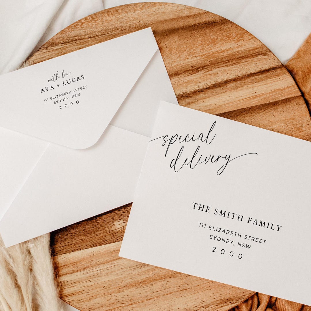 Wedding Envelope Address Template, Special Delivery Elegant Calligraphy ...
