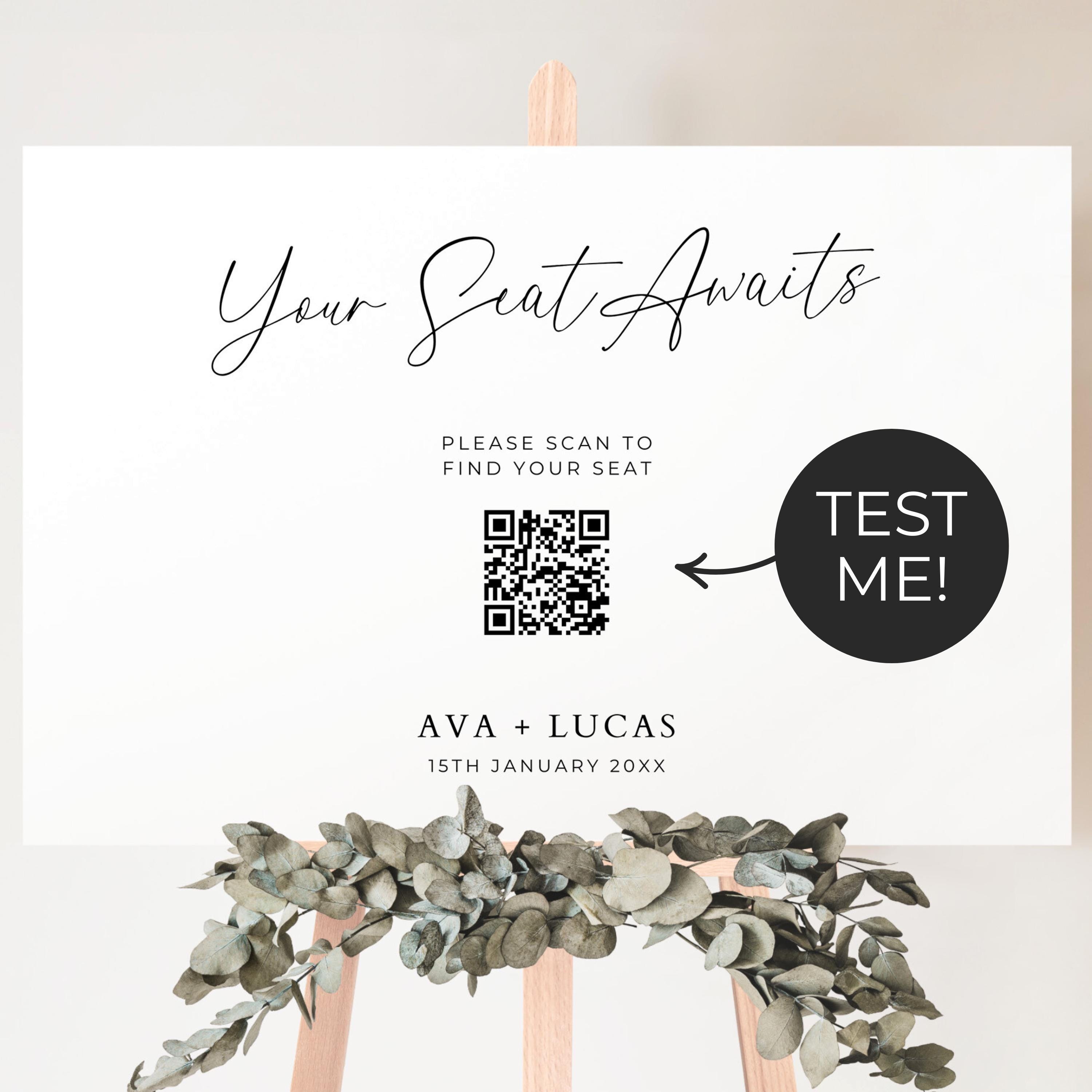 QR Code Digital Seating Chart Sign Template, Alphabetical Order Wedding ...