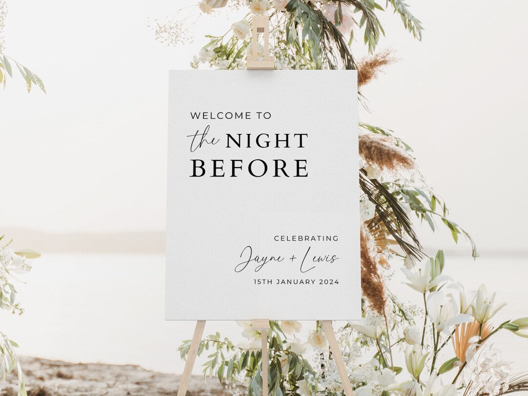 The Night Before Wedding Sign, Rehearsal Dinner Welcome Sign, Editable ...