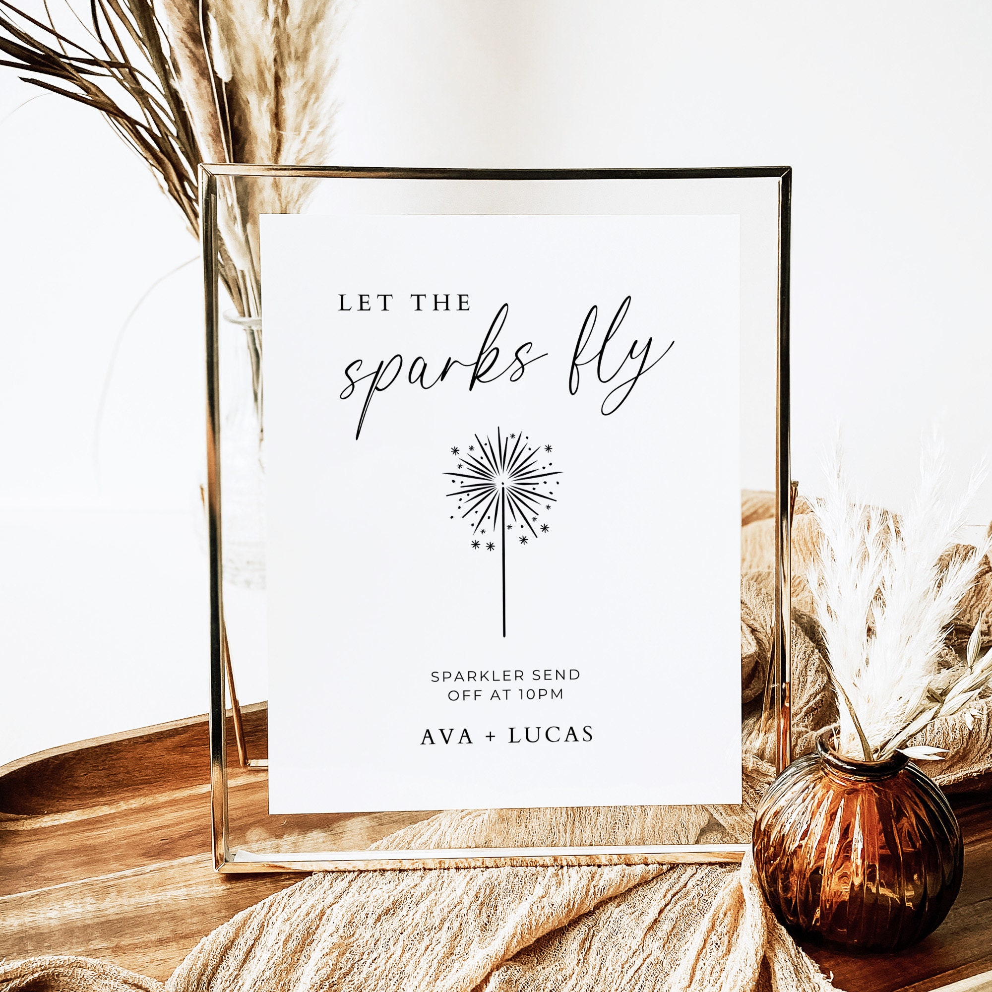 Sparkler Send off Sign Template, Elegant Let the Sparks Fly Signage ...