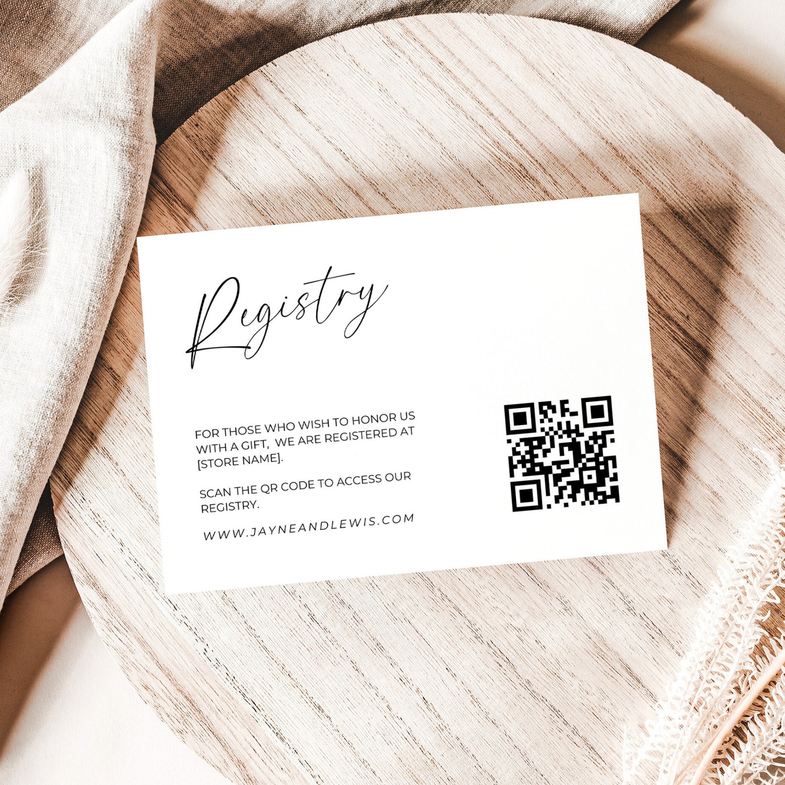 Wedding Registry QR Code Template Gift Registry QR Code Wedding Insert ...