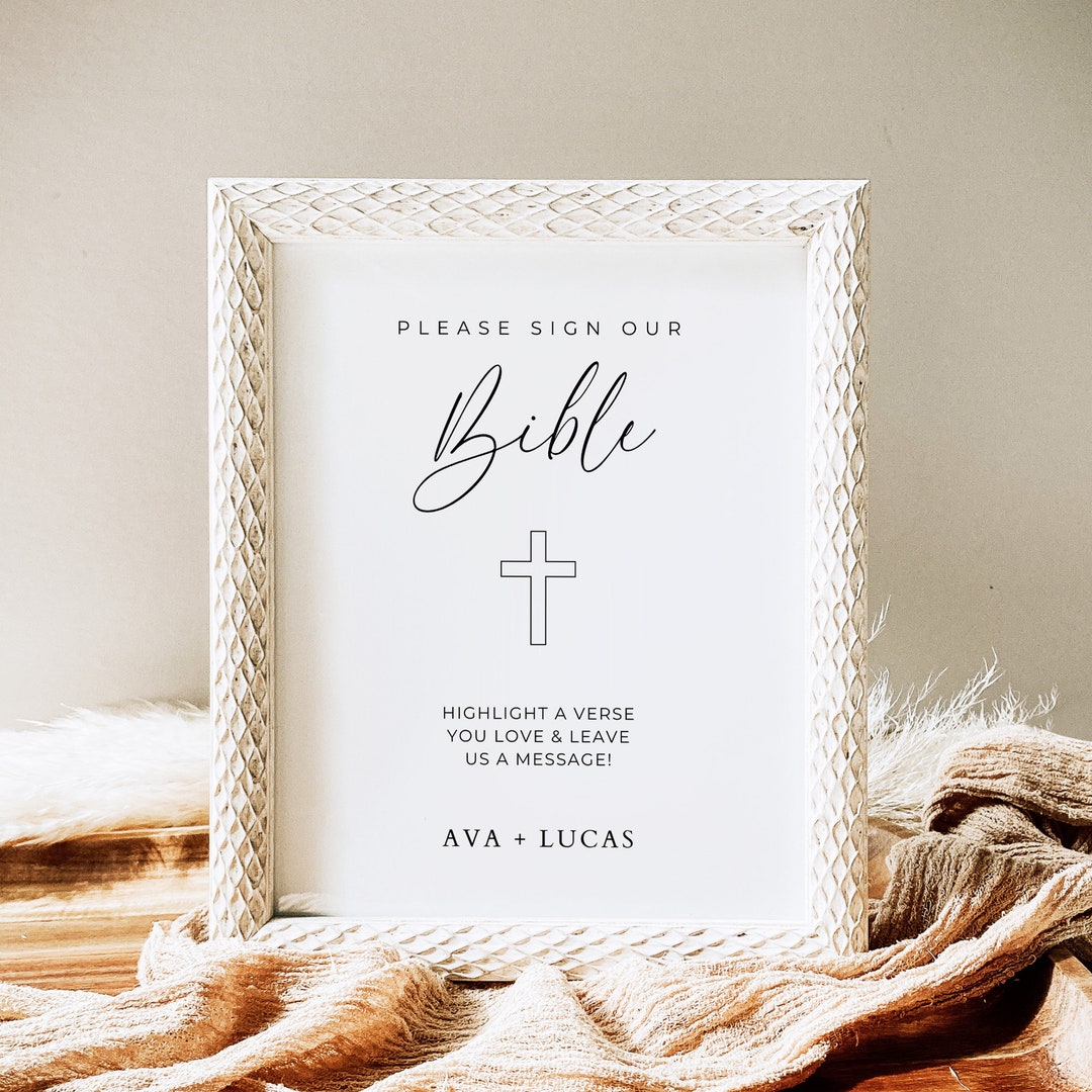 Sign Our Bible Wedding Guestbook Sign Template, Religious Highlight A ...