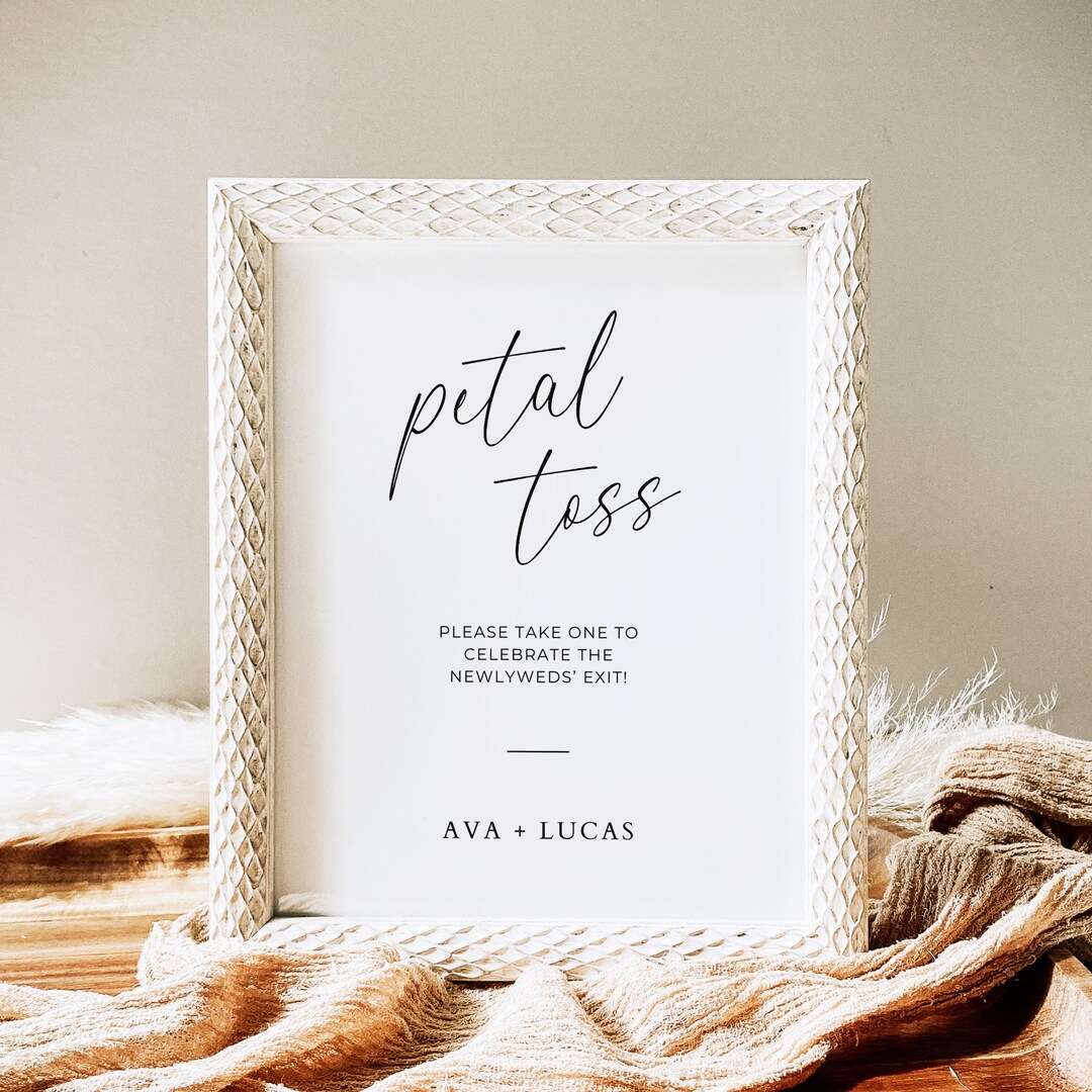 Petal Toss Sign Template, Elegant Printable Flower Confetti Send off ...