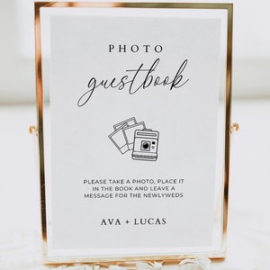 Photo Guestbook Sign Template, Modern Instant Camera Guest Book Signage ...