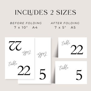 Simple Table Number Card Template, Editable Wedding Reception Folded ...