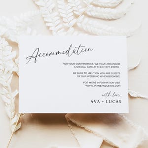 Wedding Accommodation Card Enclosure Template, Modern Minimalist ...