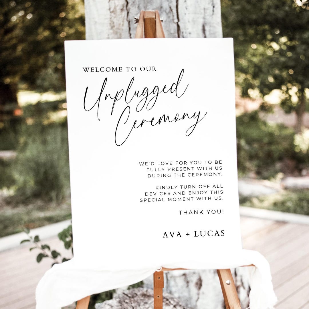 Unplugged Ceremony Sign Template, Modern No Phone Wedding Signage ...
