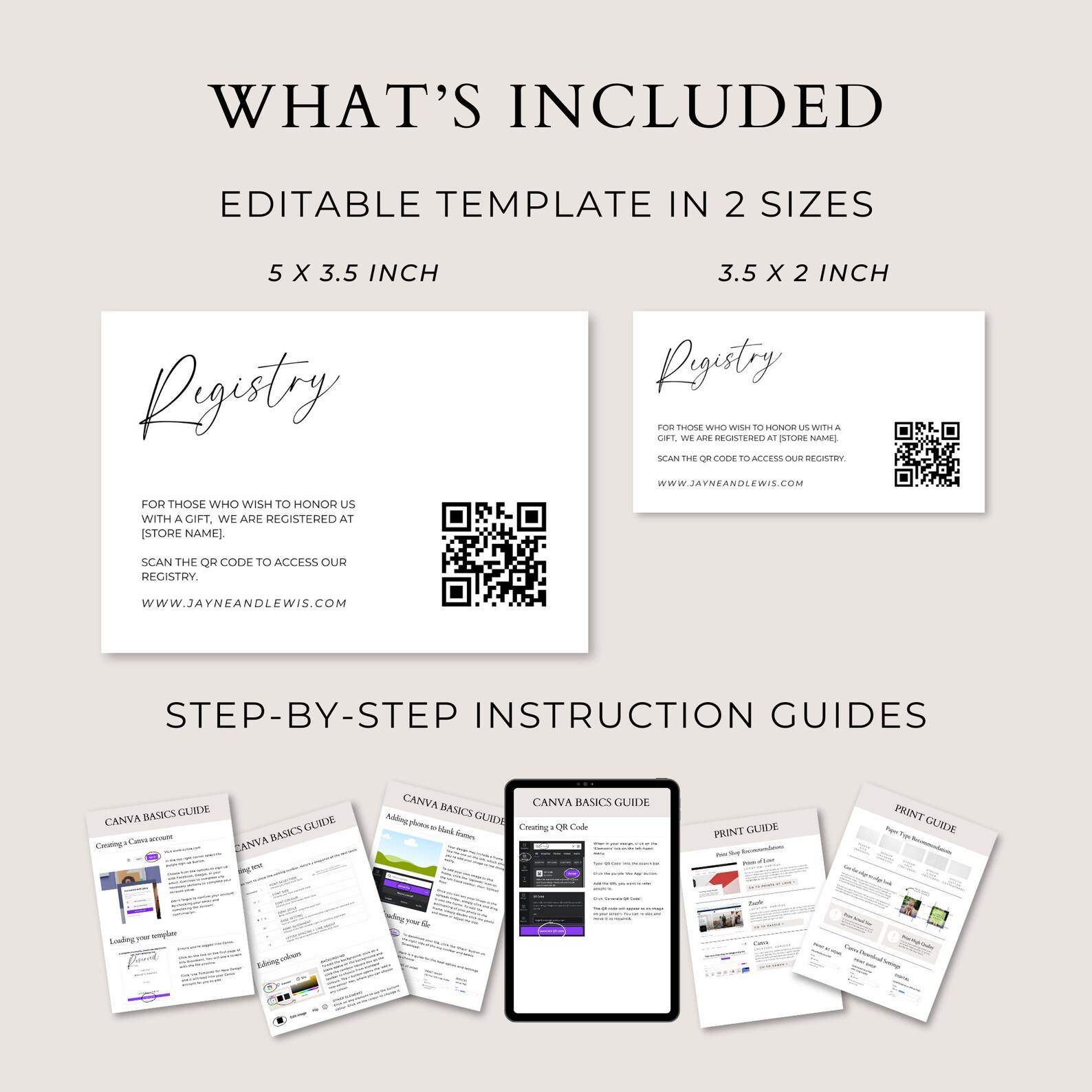 Wedding Registry QR Code Template Gift Registry QR Code Wedding Insert ...