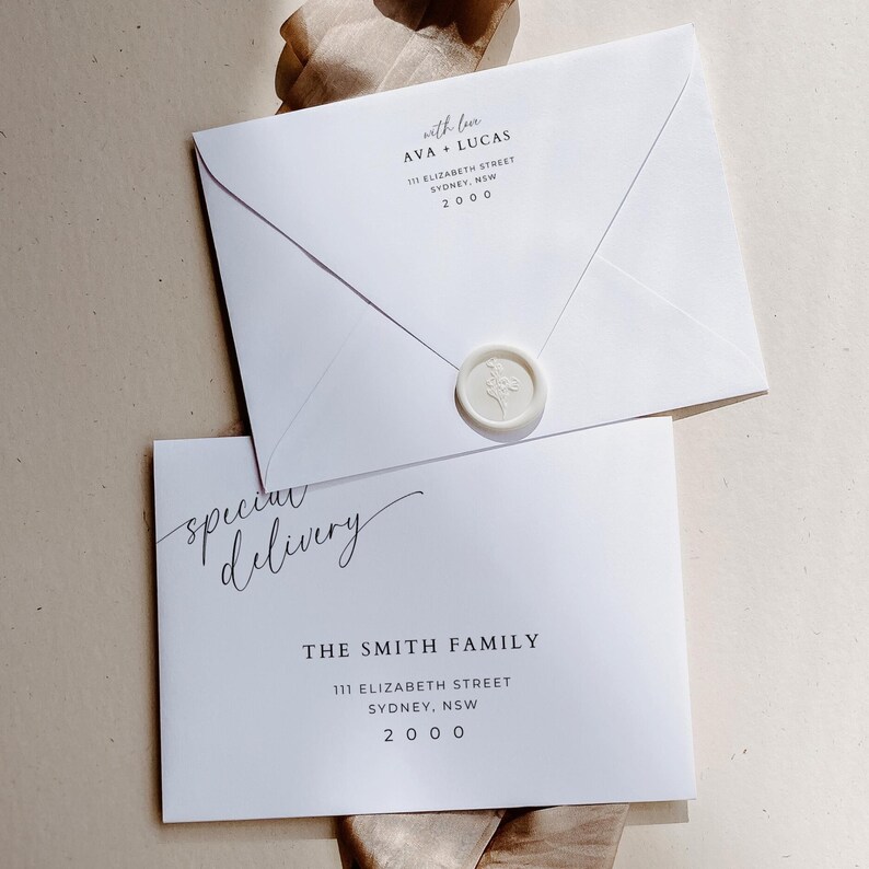 Wedding Envelope Address Template, Special Delivery Elegant Calligraphy ...