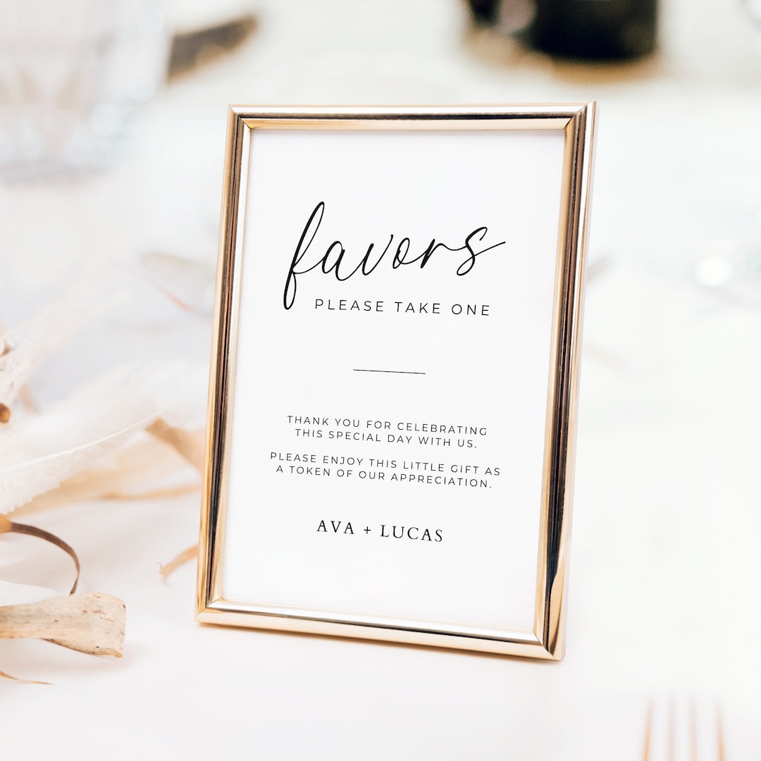 Wedding Favor Sign Template, Printable Please Take A Favor Signage ...