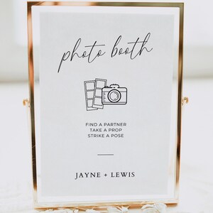 Photobooth Sign Template for Wedding Reception, Minimal Editable Photo ...