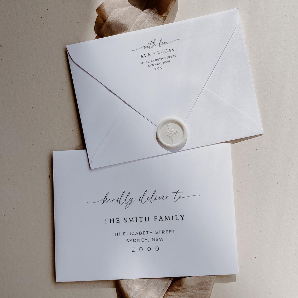 Kindly Deliver to Wedding Envelope Address Template, Modern Minimal ...