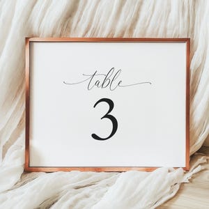 Horizontal Table Number Template, Simple Elegant Table Number Sign for ...