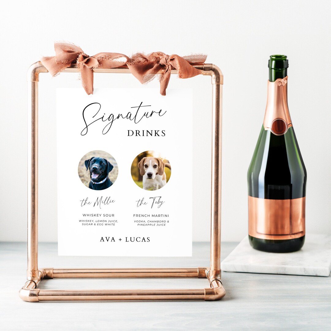 Pets Signature Drink Bar Menu Sign Template, Dog or Cat Photo ...