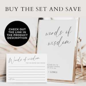Words of Wisdom Sign, Printable Wedding Advice Sign, Minimalist Wedding ...