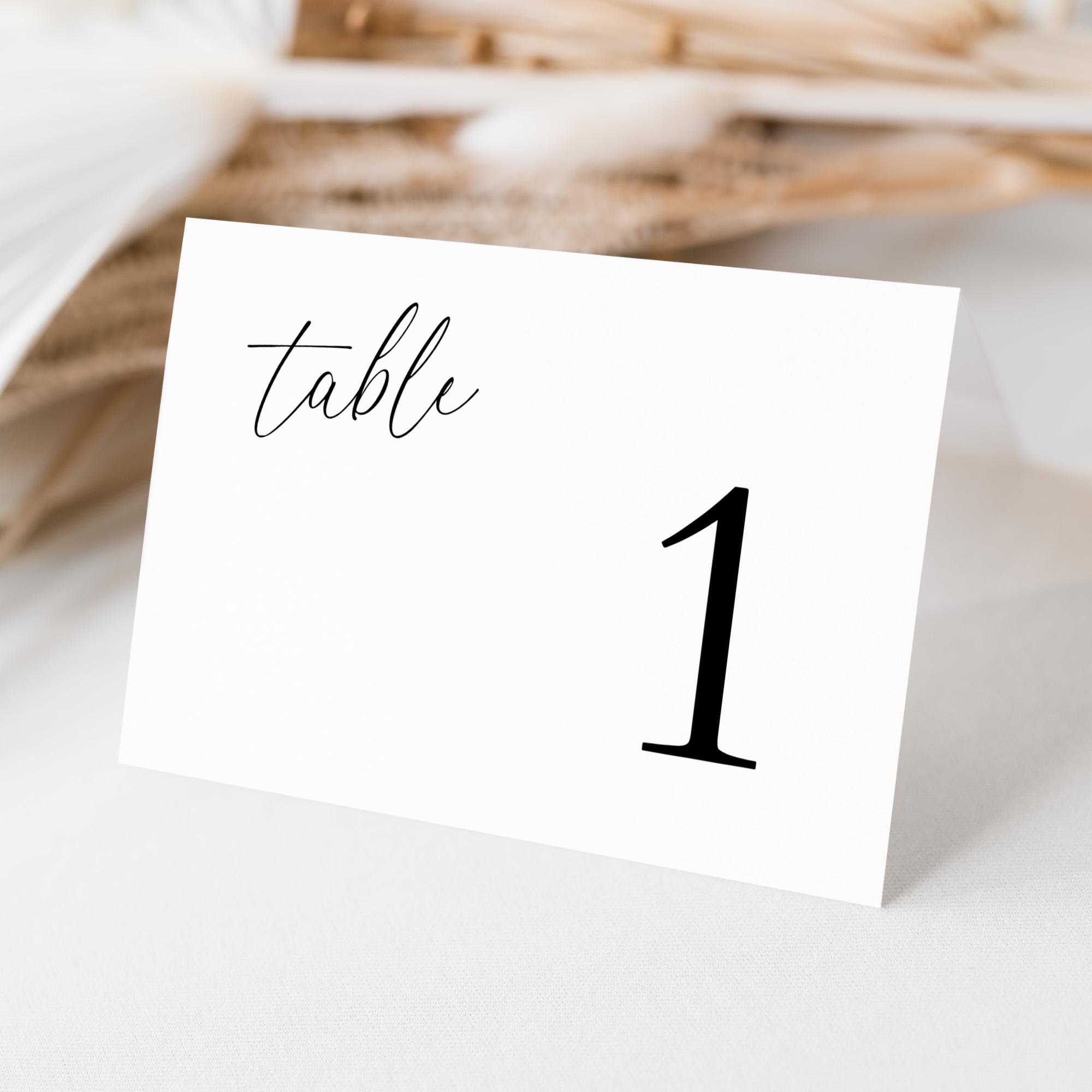 Simple Table Number Card Template, Editable Wedding Reception Folded ...