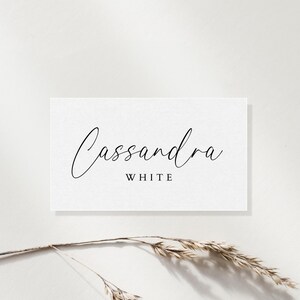 Name Place Card Template, Modern Minimalist Flat or Folded Table ...