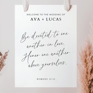 Bible Verse Welcome Sign Template for Wedding Ceremony, Minimal Christian Scripture Wedding ...