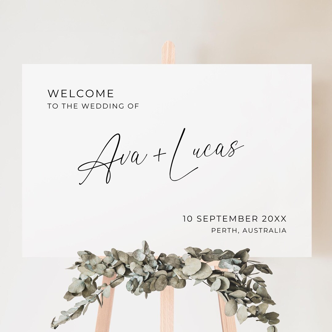Horizontal Wedding Welcome Sign Template, Modern Minimalist Welcome to ...