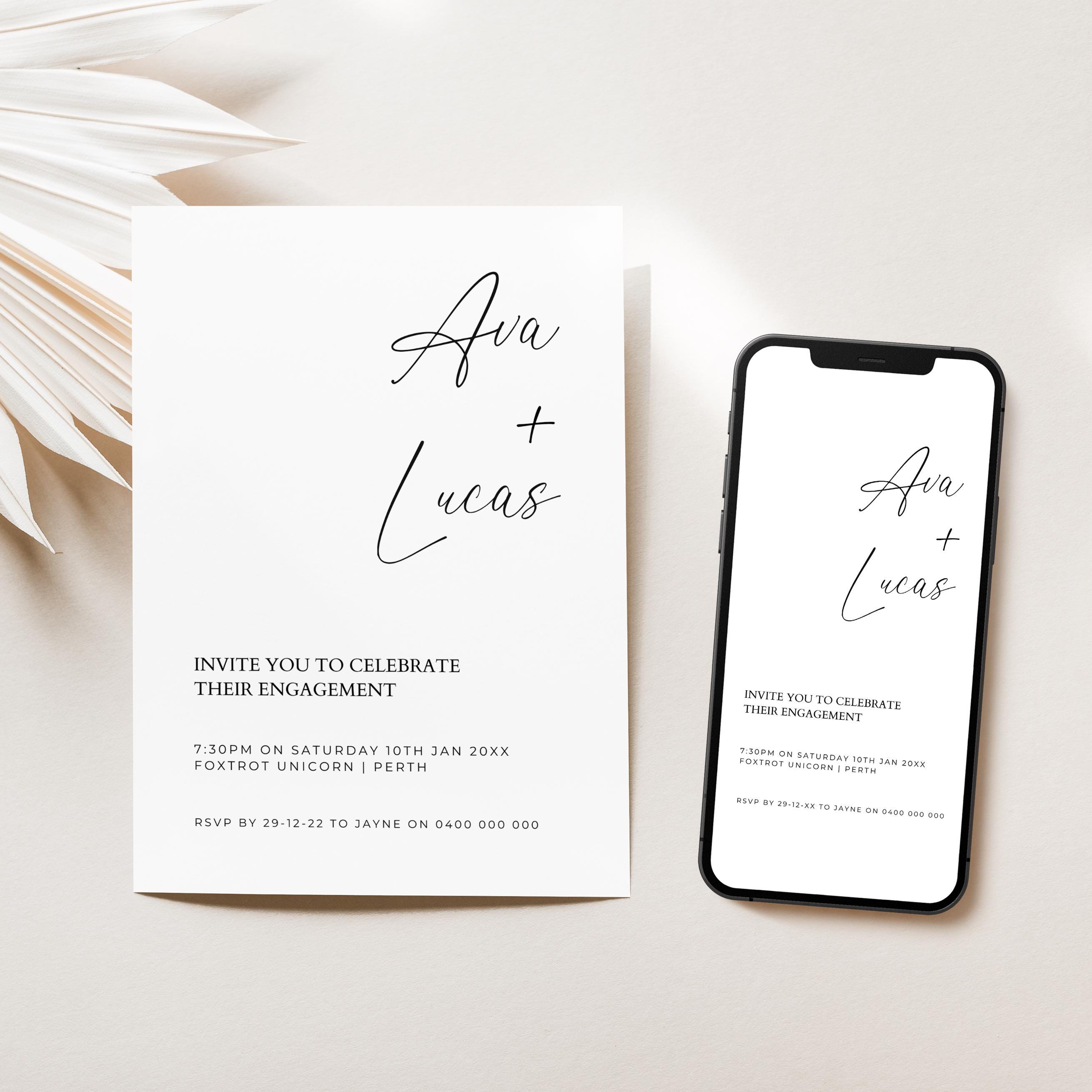 Engagement Party Invitation & Signage Template Bundle, We're Engaged ...