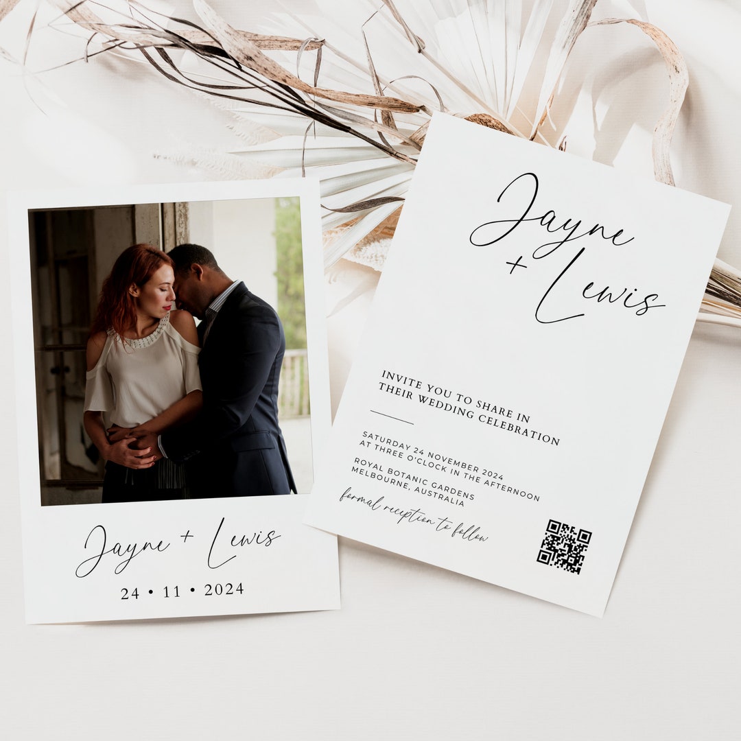 Plantilla de invitación de boda con código QR invitación de - Etsy México