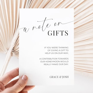 A Note on Gifts Card Insert Template, Elegant Printable Monetary Gift ...