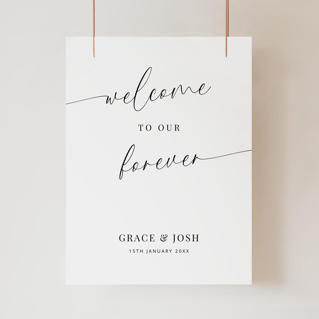 Welcome to Our Forever Sign Template, Minimalist Editable Wedding ...