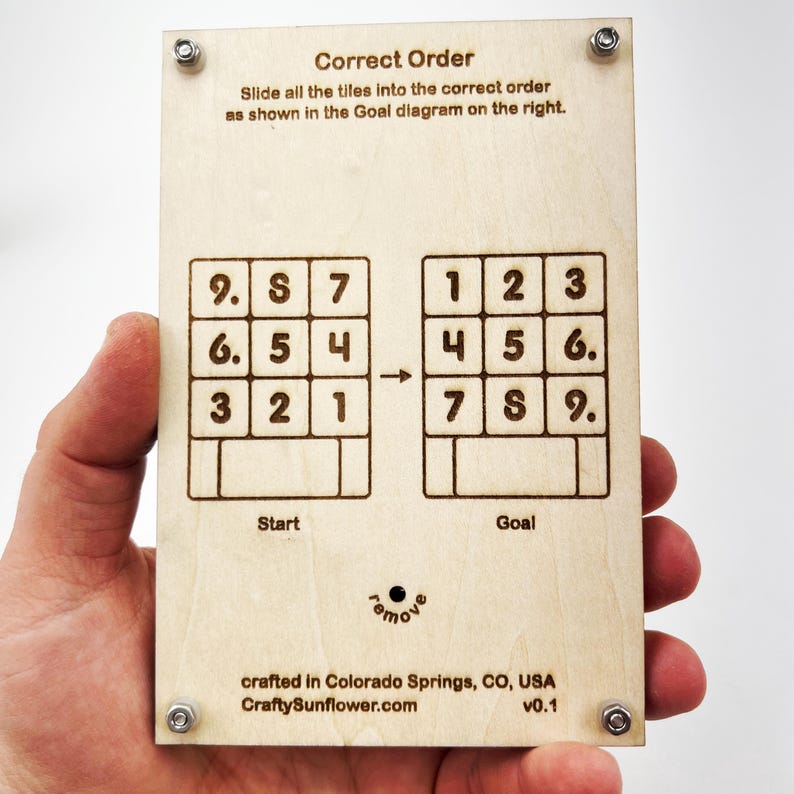 Correct Order – Wooden Sliding Block Puzzle – Original Design – 2 Color ...