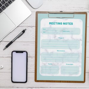Meeting Minutes Printable Meeting Notes Template Digital - Etsy