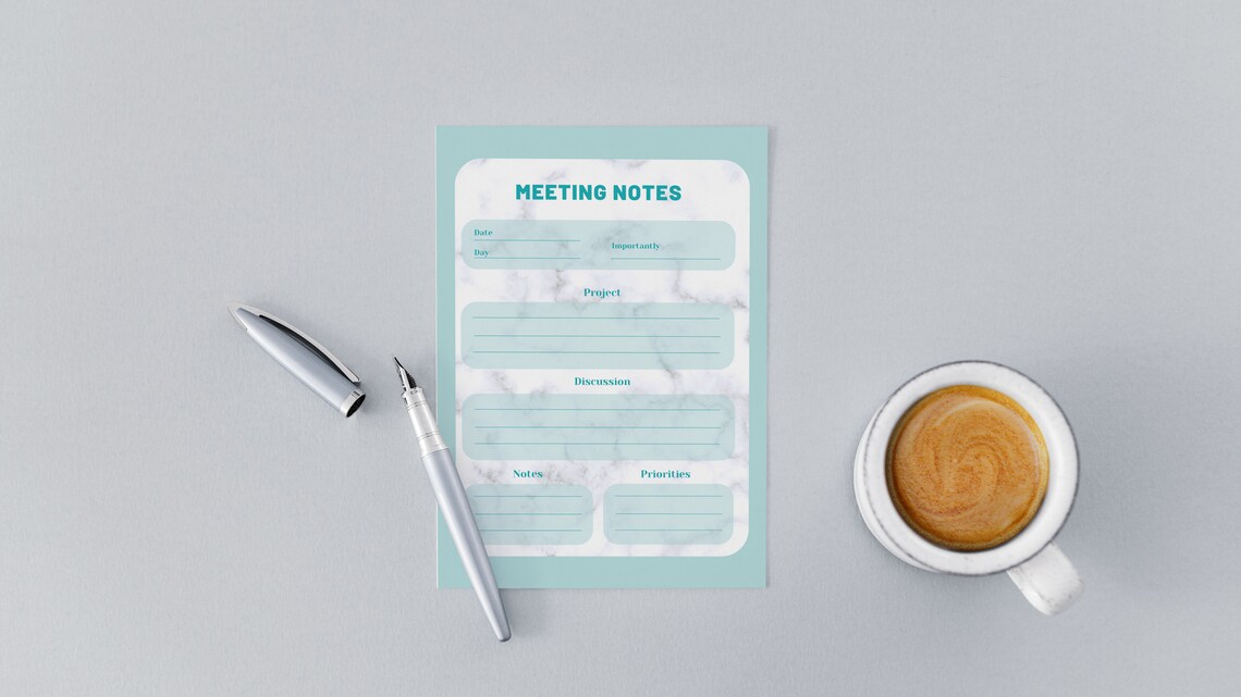Meeting Minutes Printable Meeting Notes Template Digital - Etsy