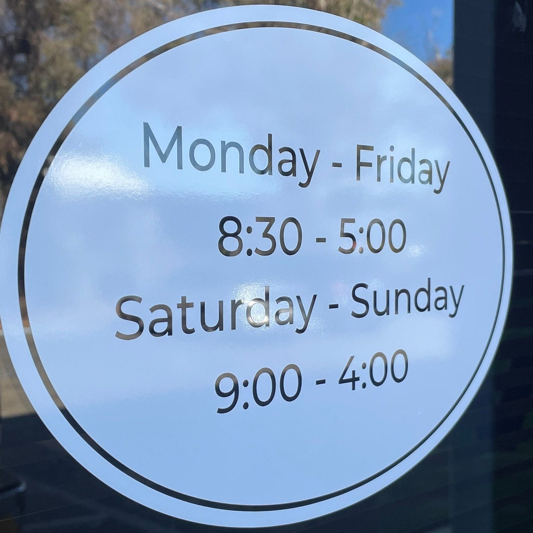 Store Hours, Business Hours, Vinyl Decal, Window Decal - Etsy