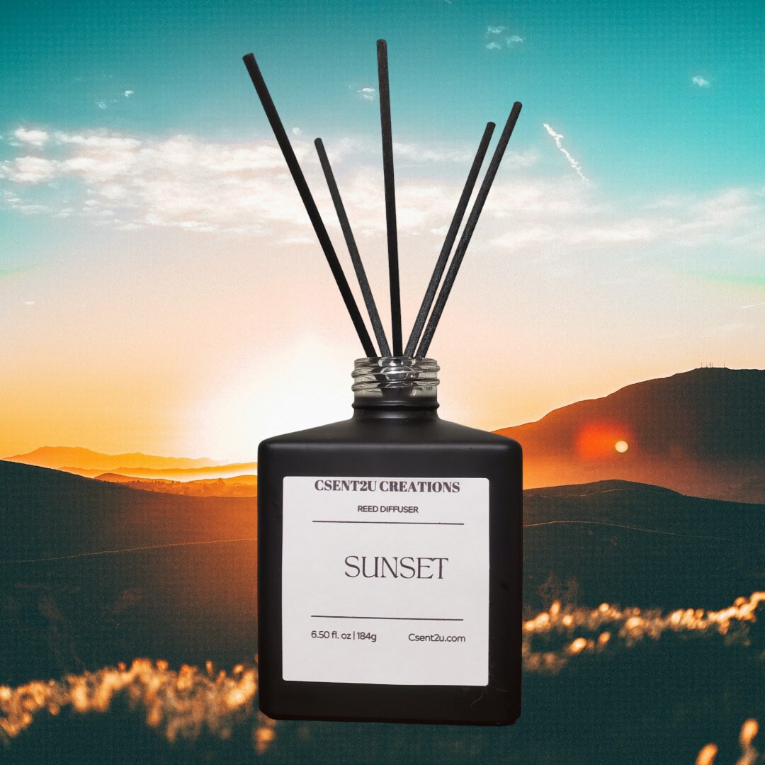 Reed Diffuser "sunset" Black Matte Container, With Stopper 6.50 Fl. Oz ...