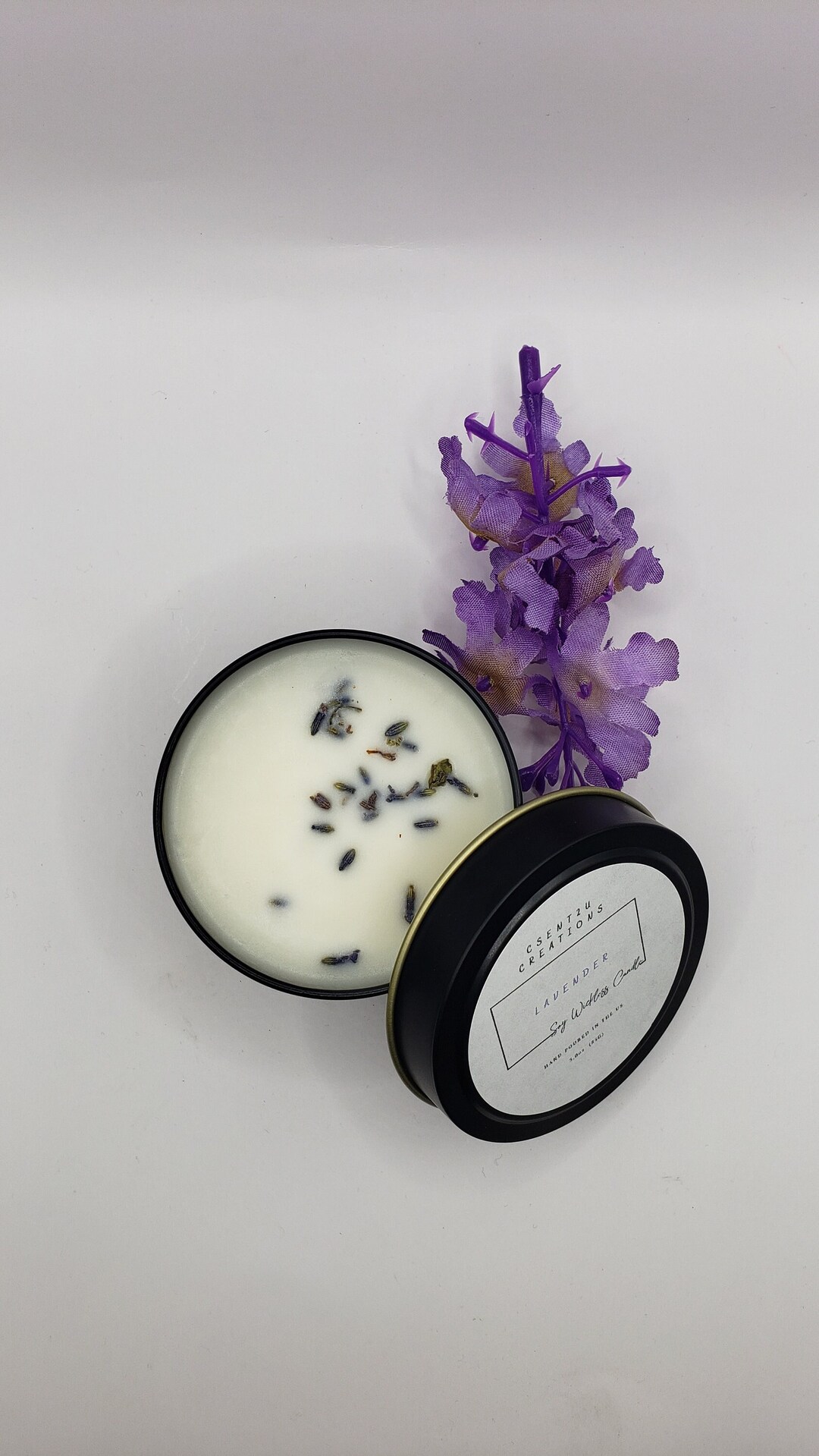 Candle: Lavender Wickless Botanical Soy Candle 3oz Net Weight. - Etsy
