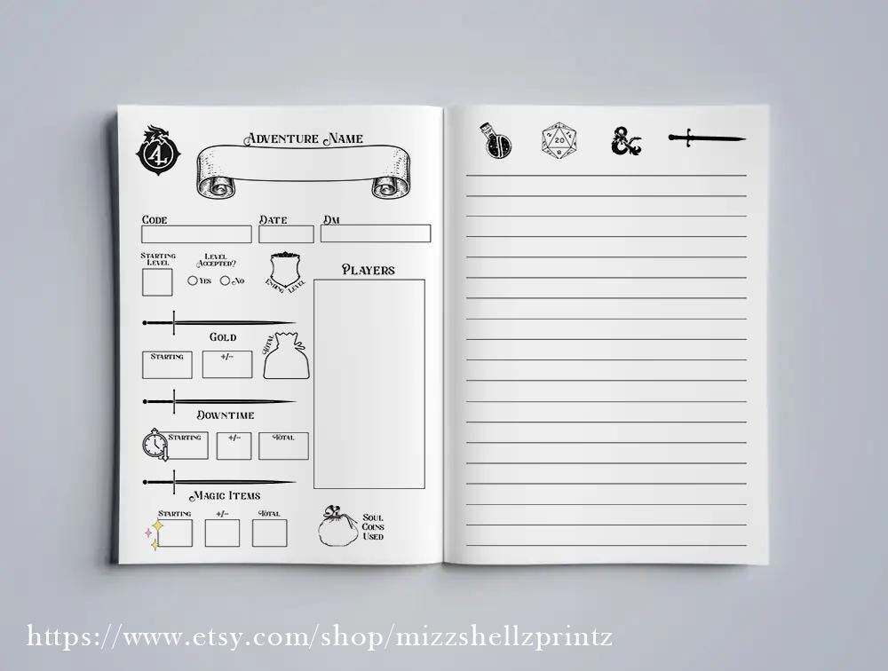 Adventure League Logsheet Booklet | Dnd 5e - Etsy