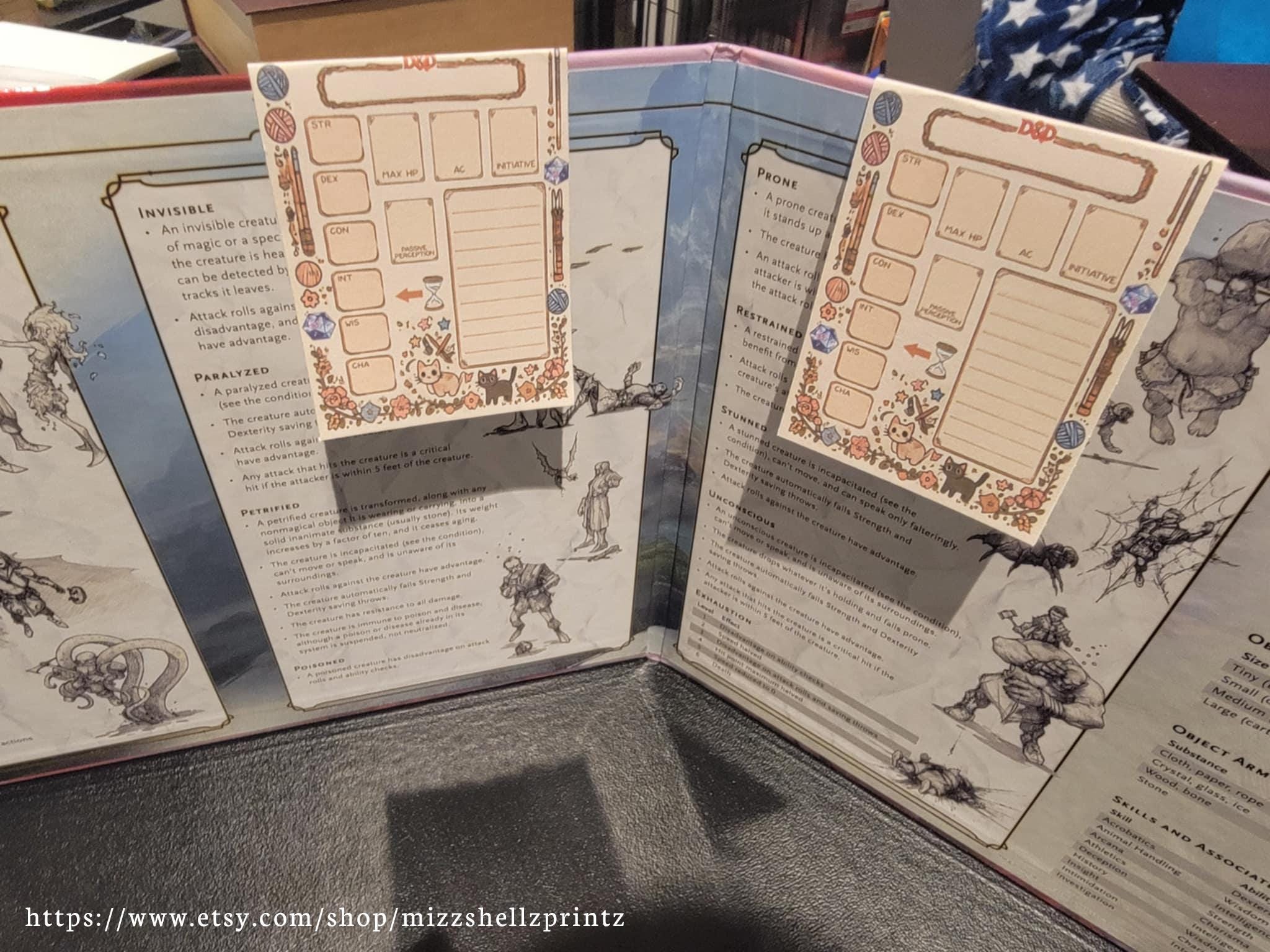 Cat and Dog Themed D&D 5e Initiative Tracker | Character Sheet Tent ...