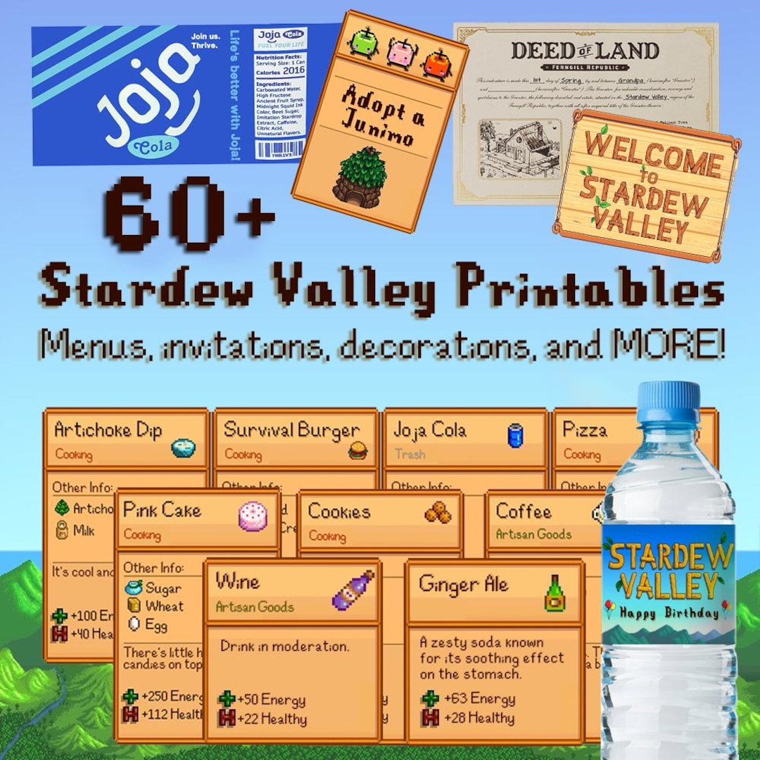 Stardew Valley Party Decorations | CANVA Editable| Instant Downloads - Etsy