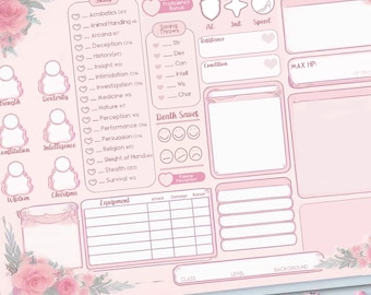 Pastel Vintage Dnd Printable Character Sheet, RPG Character Sheet, Dnd ...